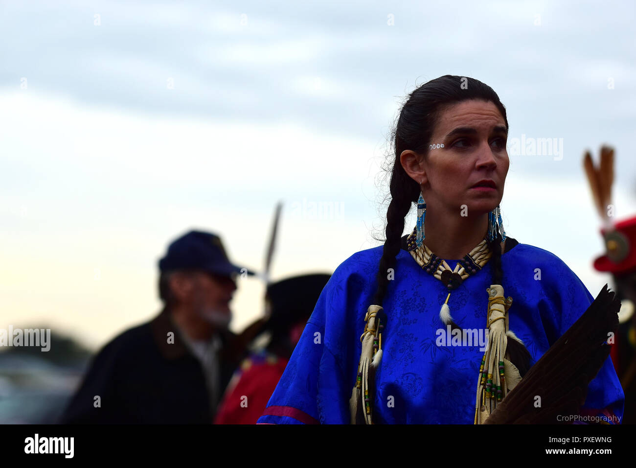 Native American dressed in traditional clothing at Pow Wow Stock Photo ...