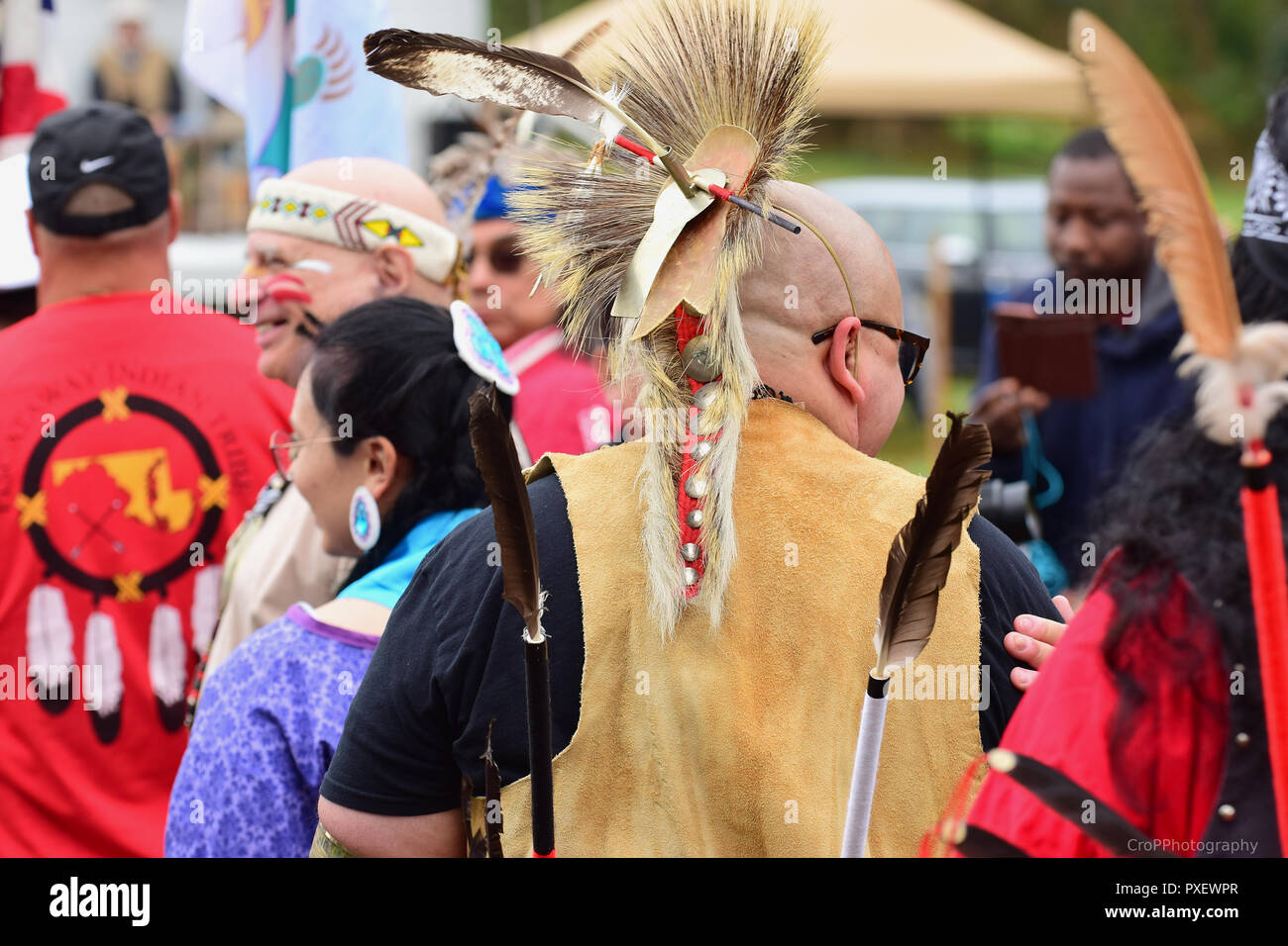 Native American dressed in traditional clothing at Pow Wow Stock Photo ...