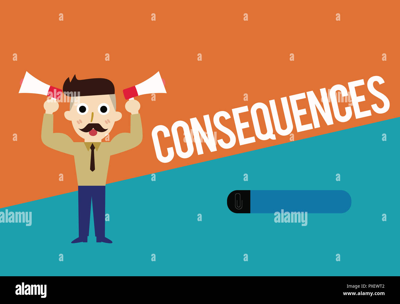 Text sign showing Consequences. Conceptual photo Effect result or outcome of something occurring ...