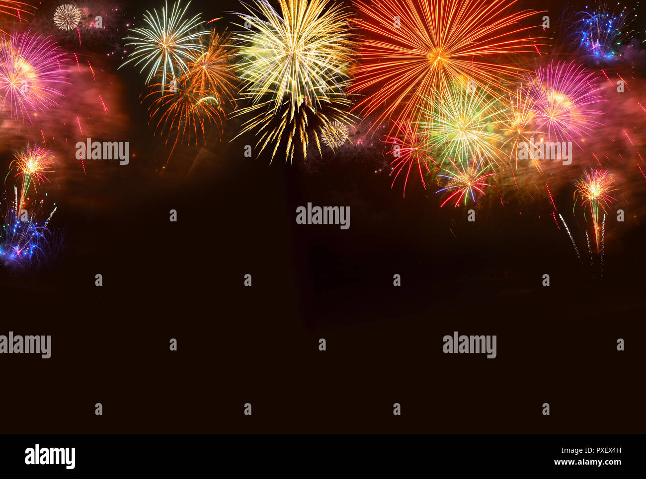 Fireworks explosions on black Stock Photo - Alamy