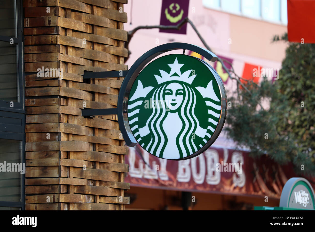 Chessy, France - October 13, 2018: Starbucks Sign Is Displayed At The ...