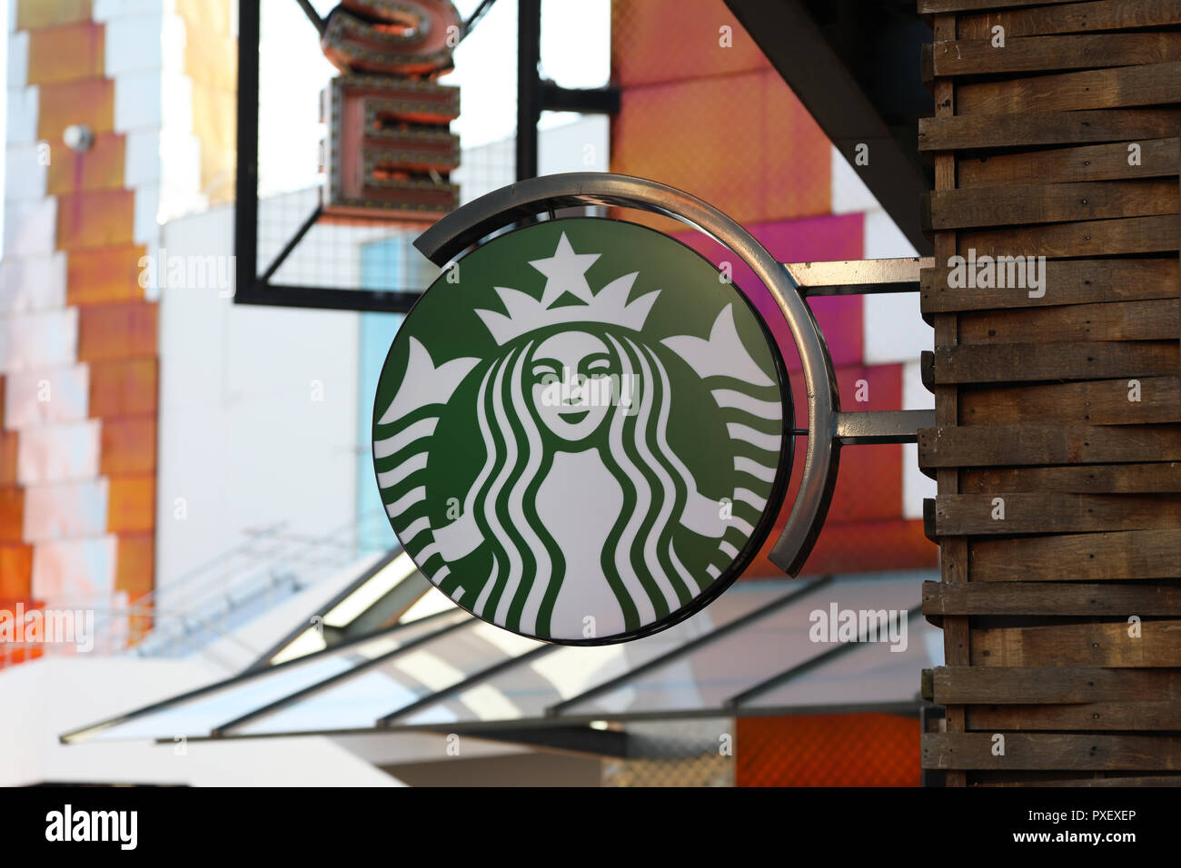 Chessy, France - October 13, 2018: Starbucks Sign Is Displayed At The ...