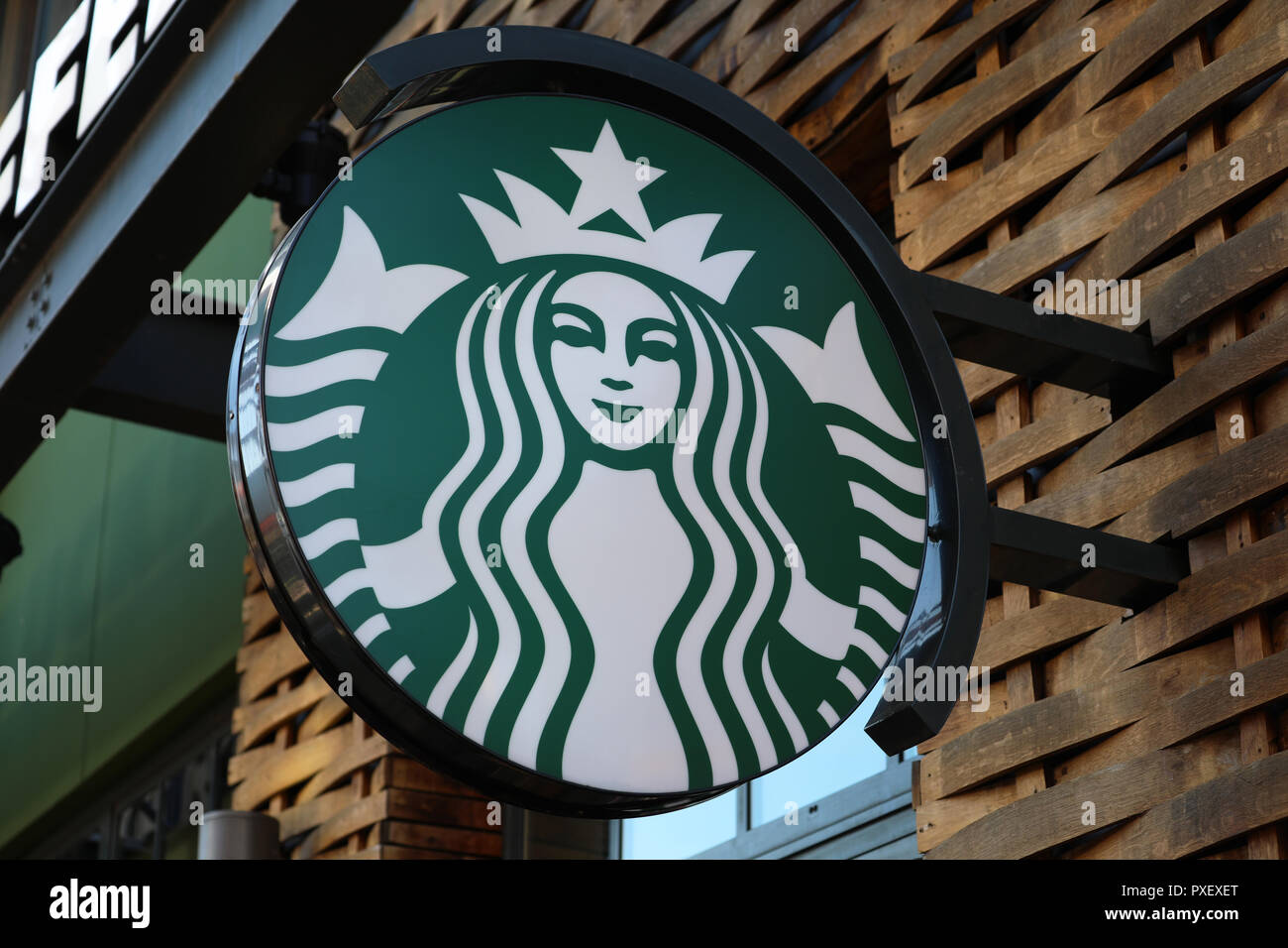 Chessy, France - October 13, 2018: Starbucks Sign Is Displayed At The ...
