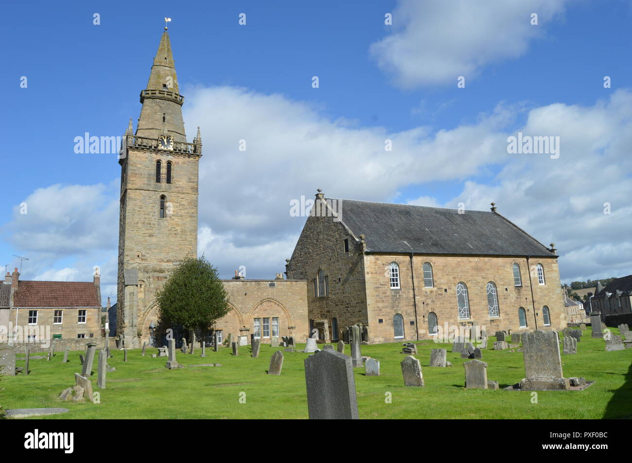 Cupar Old Parish Church, with early 15th century tower and spire of ...