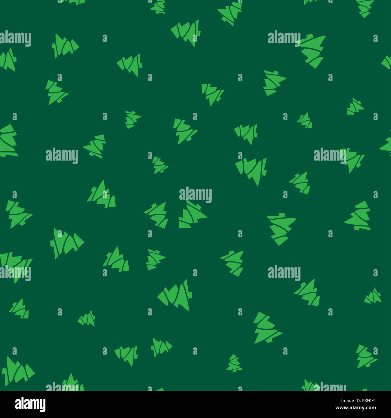 Green Christmas tree seamless pattern. Dark green background ...