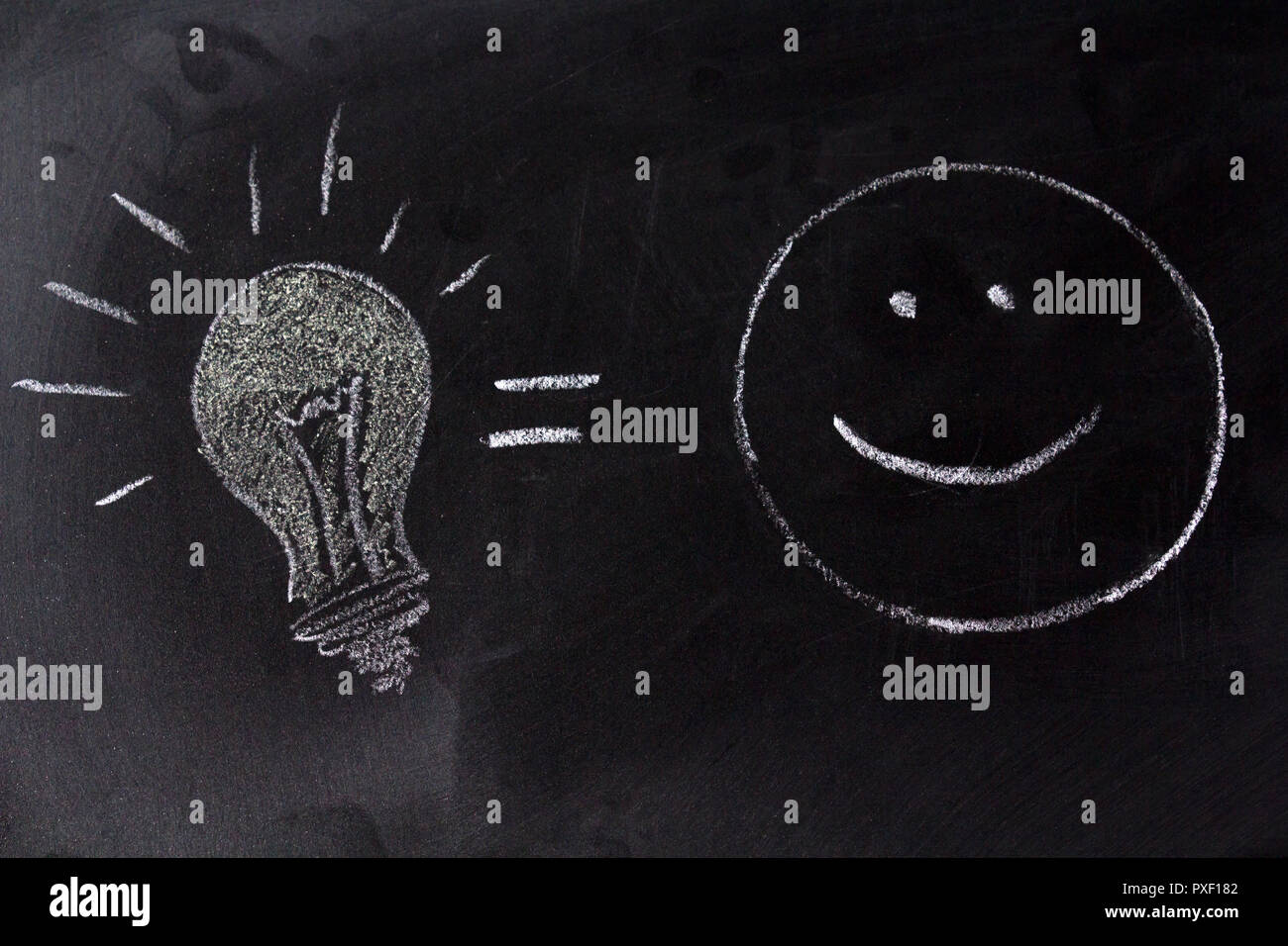 Drawing lamp on chalkboard. Idea and Creativity Concept Stock Photo - Alamy