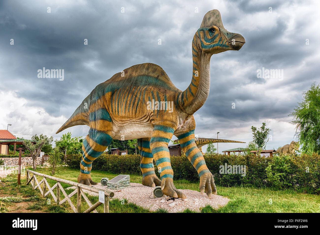 SAN MARCO IN LAMIS, ITALY - JUNE 9: Lambeosaurus dinosaur, featured in ...