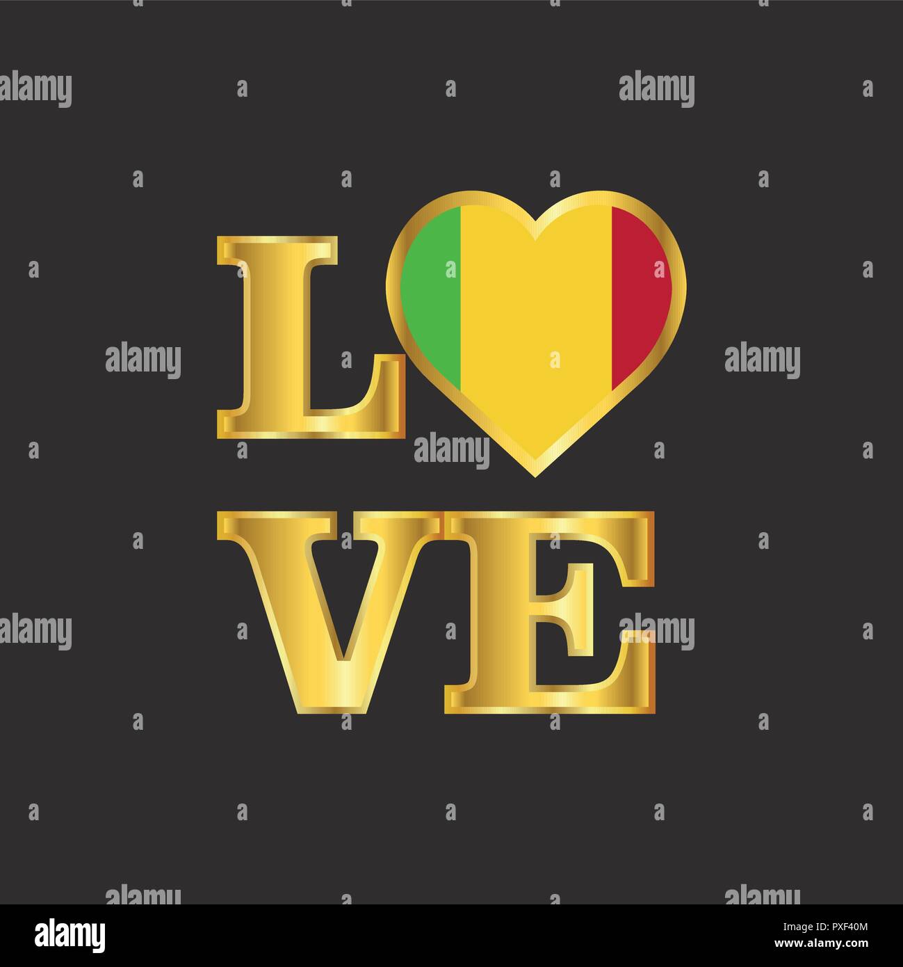 Love typography Mali flag design vector Gold lettering Stock Vector ...