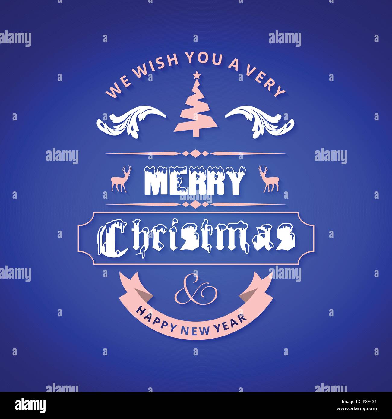 Merry Christmas creative design with blue background vector Stock ...
