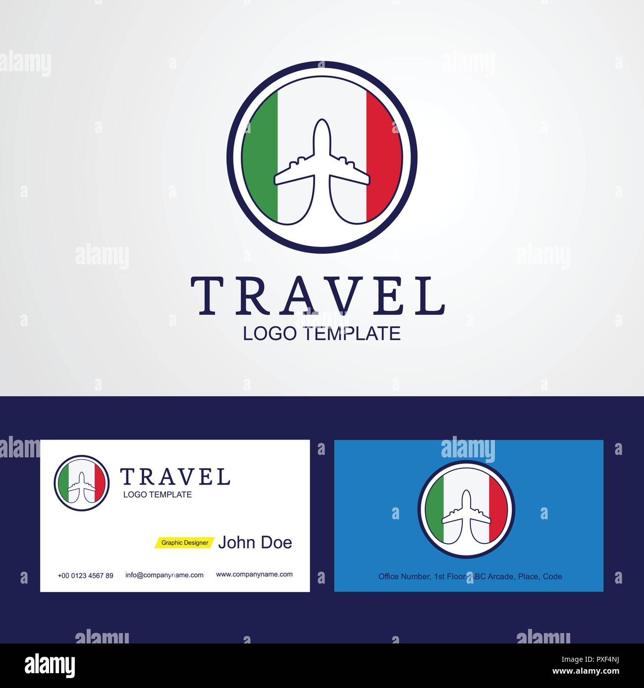 Travel Italy Creative Circle flag Logo and Business card design Stock ...