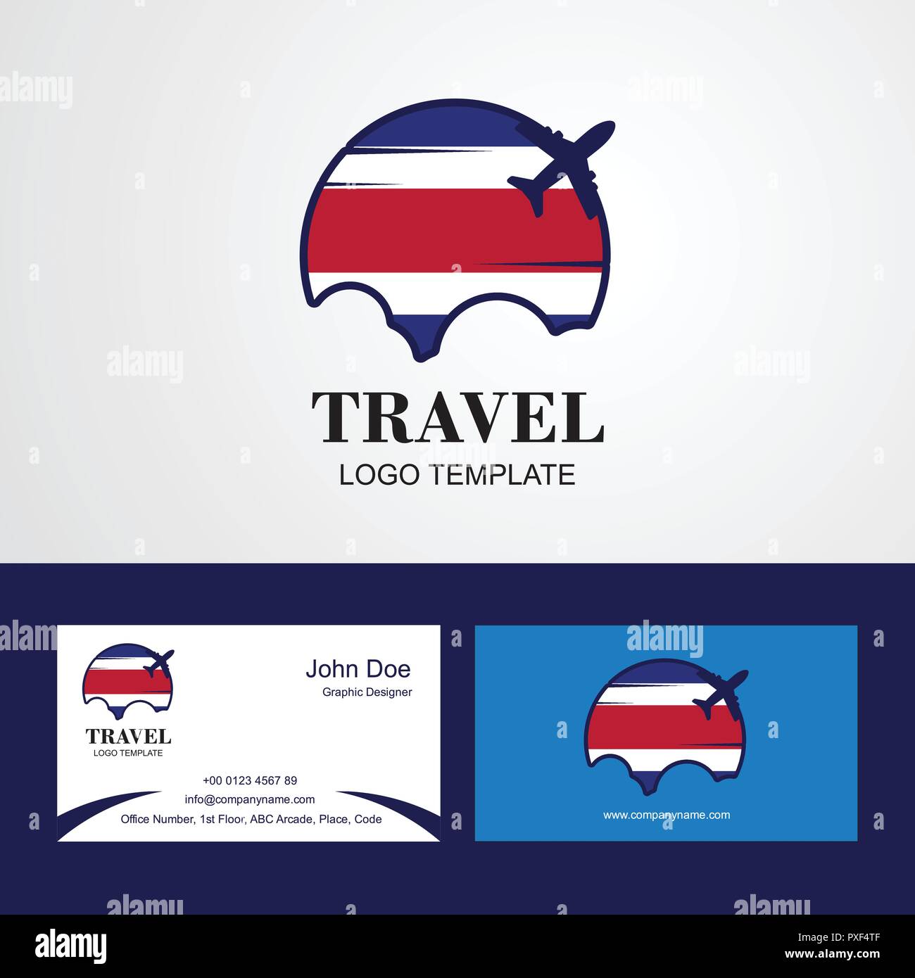 Travel Costa Rica Flag Logo and Visiting Card Design Stock Vector Image ...