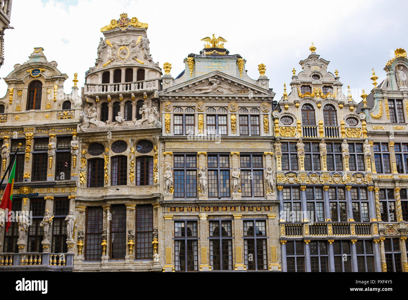 Grand Place buildings in Brussels, central square in Belgium. Concept ...
