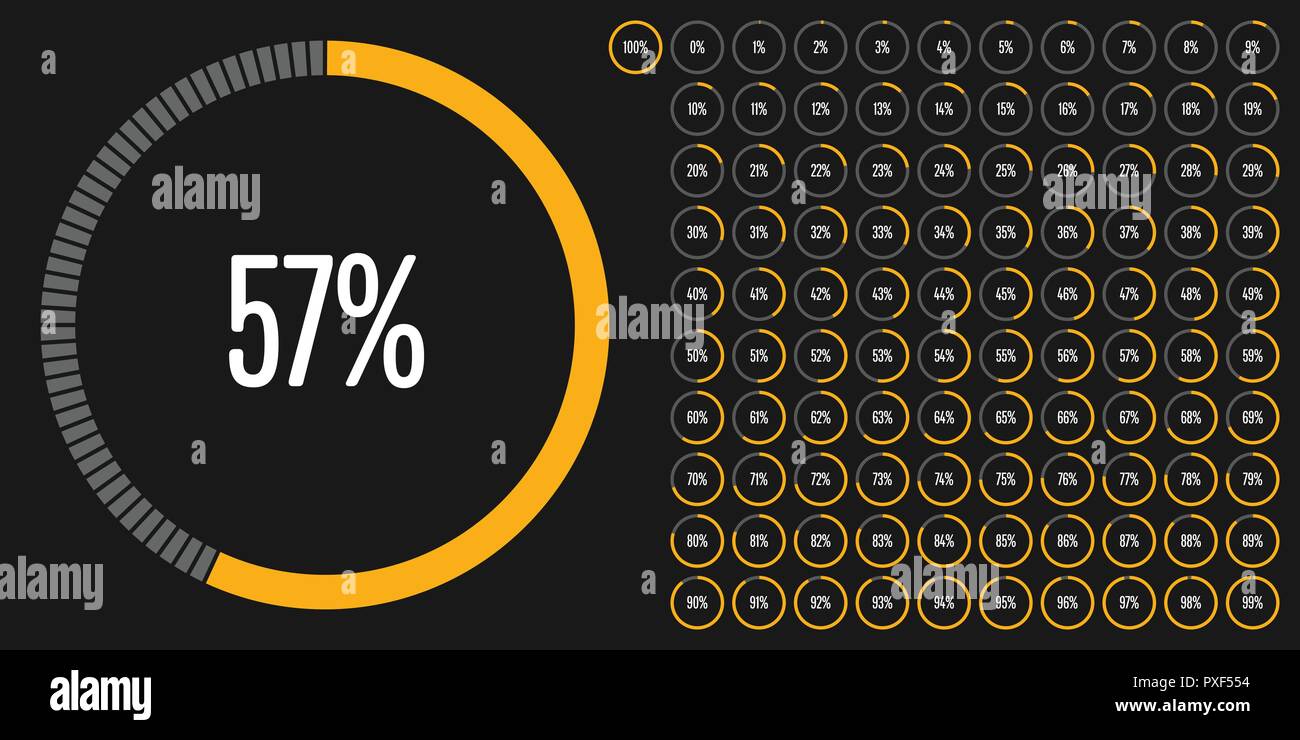 Set of circle percentage diagrams from 0 to 100 ready-to-use for web design, user interface (UI ...