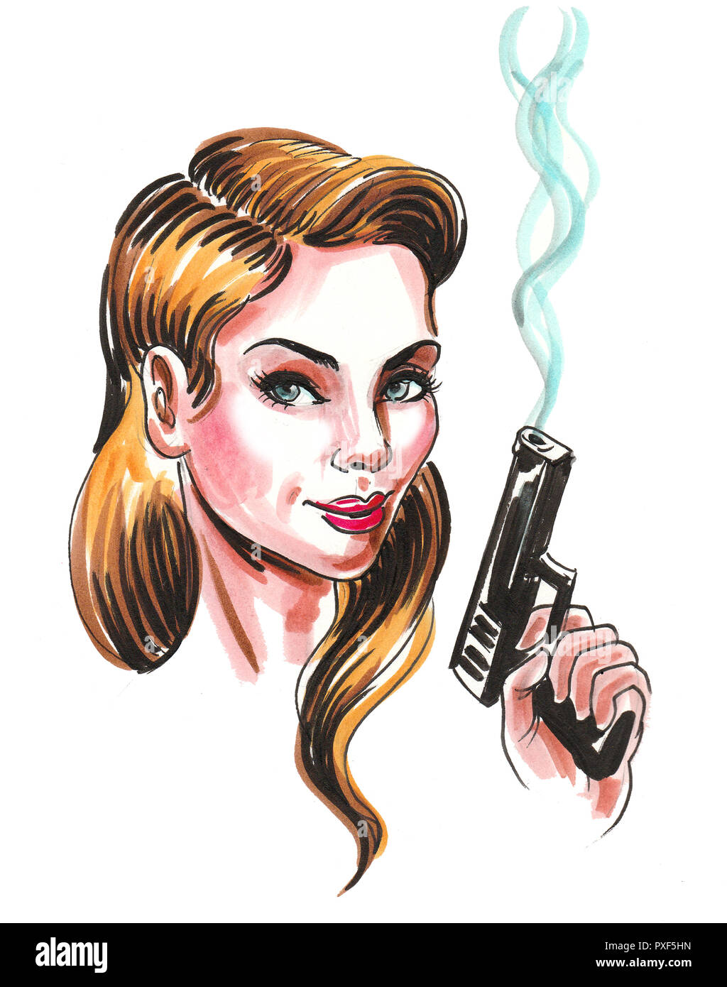 Pretty girl with gun Cut Out Stock Images & Pictures - Alamy