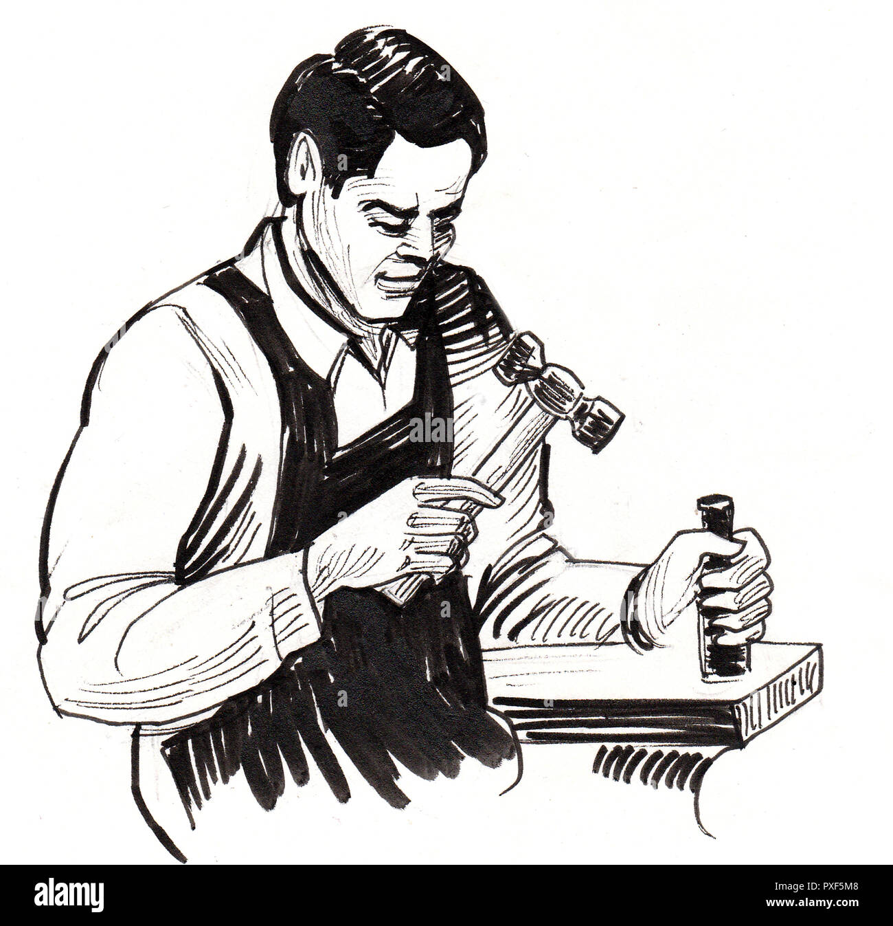 Man hammer black and white hi-res stock photography and images - Alamy