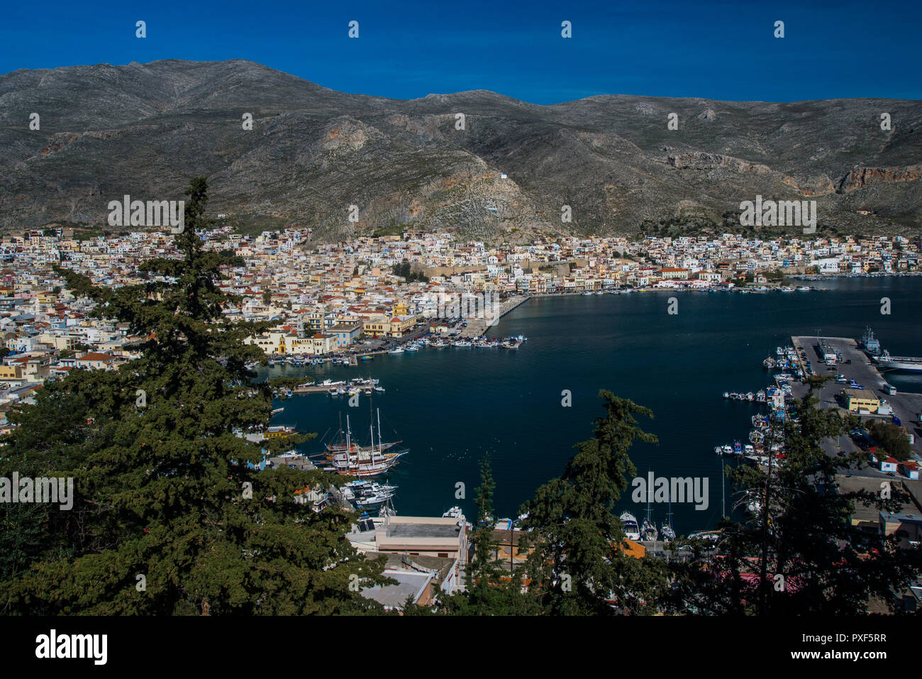 europe, greece, dodecanese, kalymnos, island, pothia, town, port Stock ...