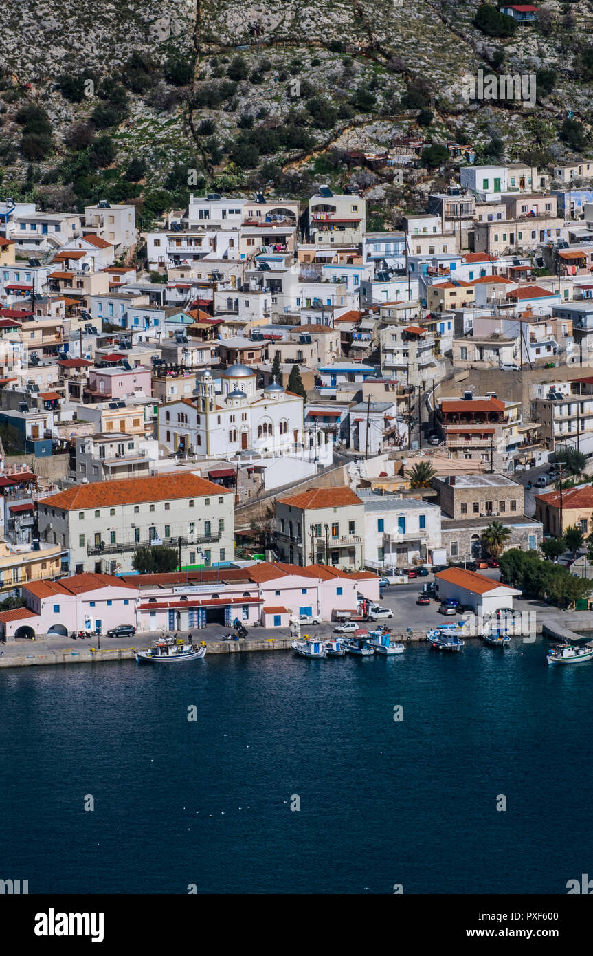 europe, greece, dodecanese, kalymnos, island, pothia, town, port Stock ...