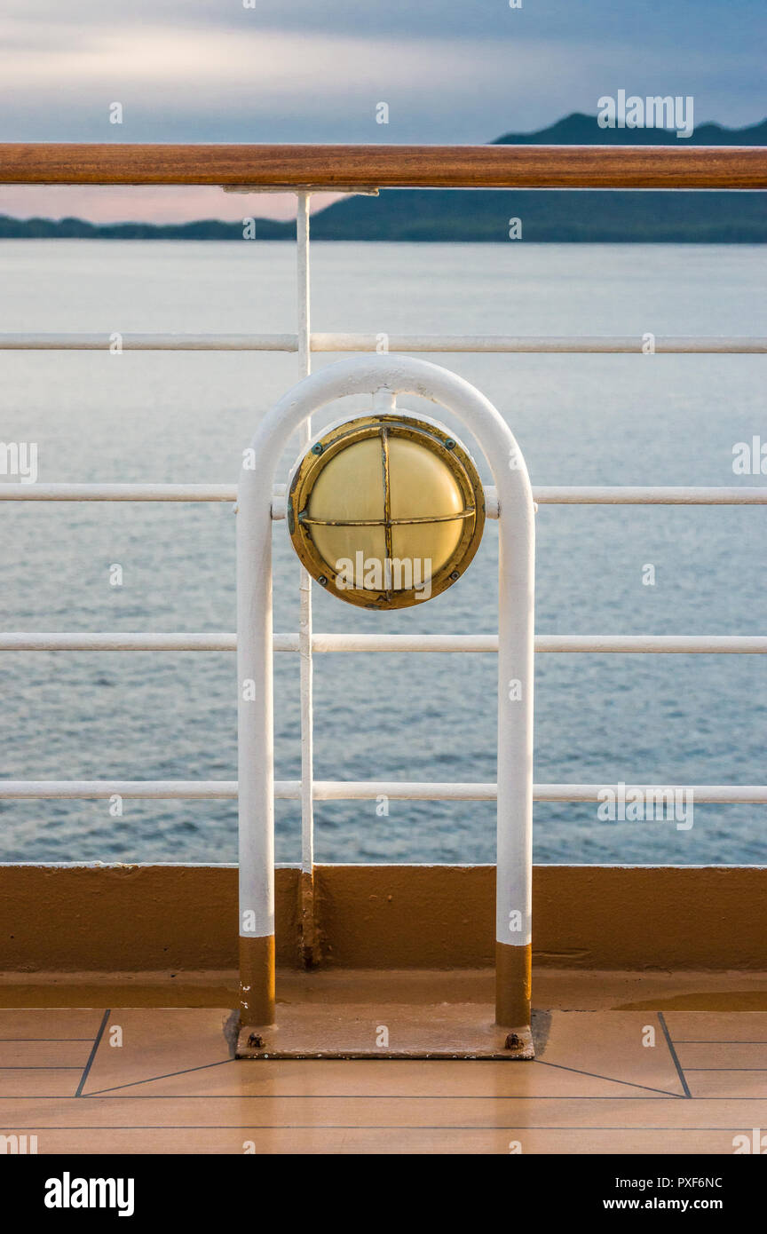 Nautical cruise ship deck walkway metal and brass exterior marine light ...