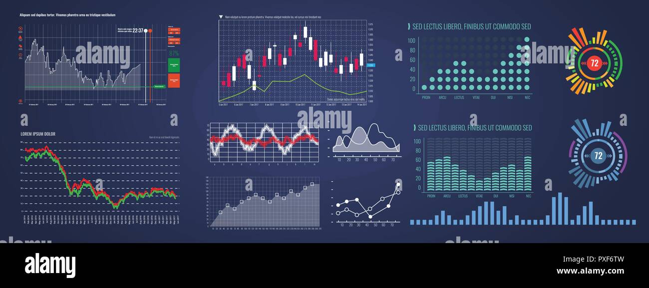 Set of Intelligent technology hud interface. Network management data ...