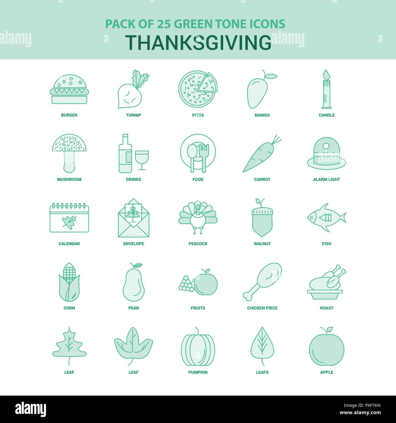 25 Green Thanksgiving Icon set Stock Vector Image & Art - Alamy