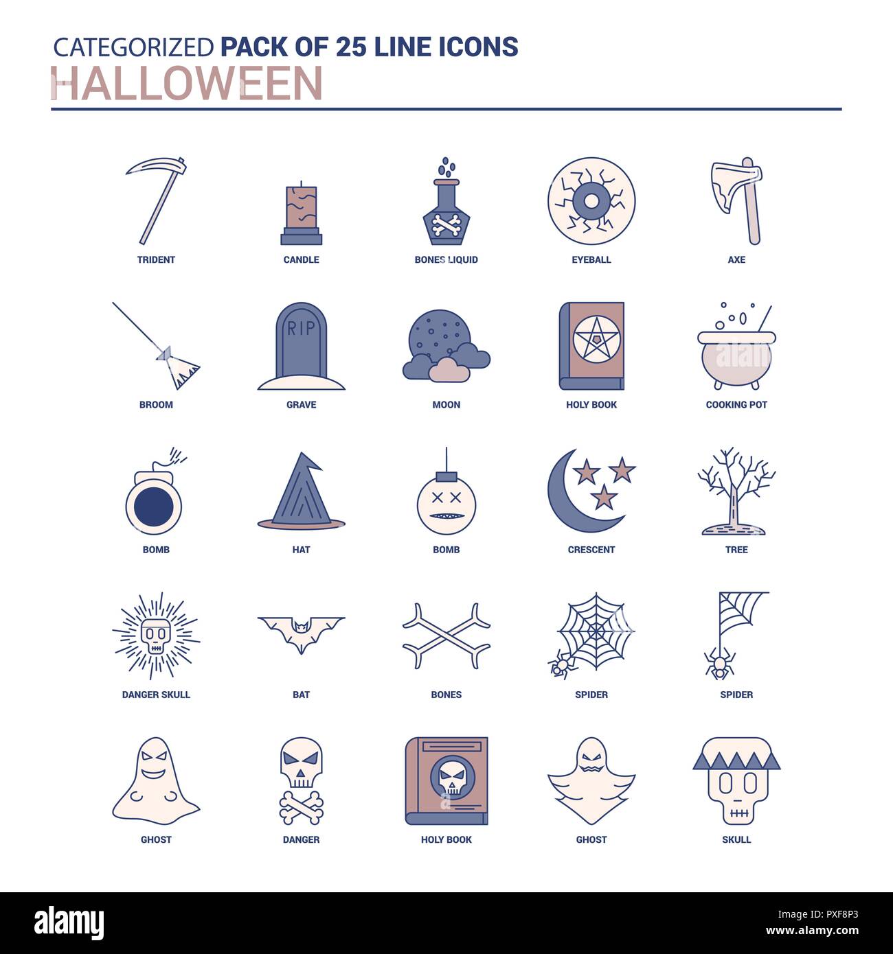 Vintage Halloween Icon set - 25 Flat Line icon set Stock Vector Image ... Vintage Halloween Icon set - 25 Flat Line icon set Stock Vector Image ...