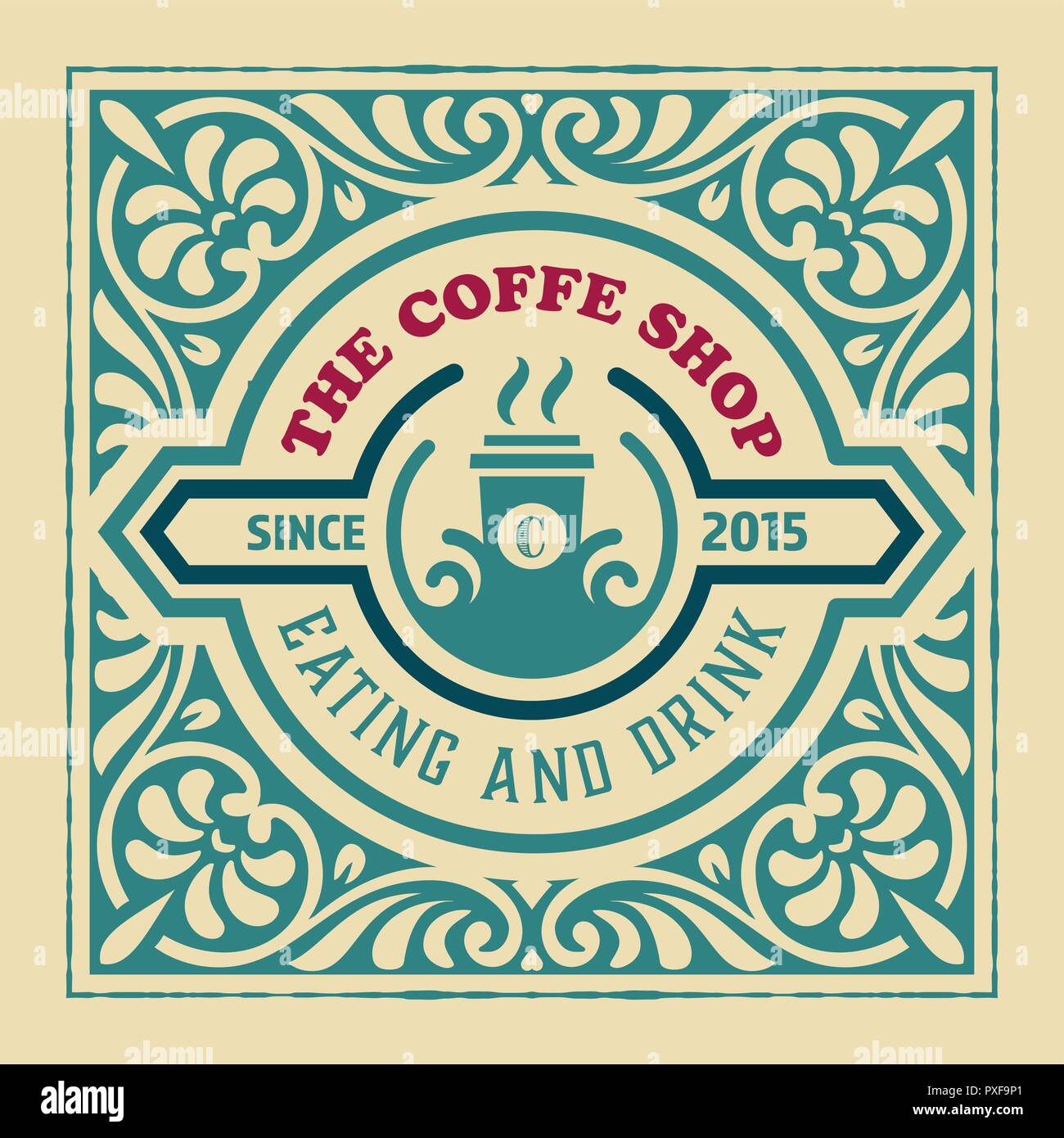 Coffee shop Label with retro vintage styled design Stock Vector Image ...