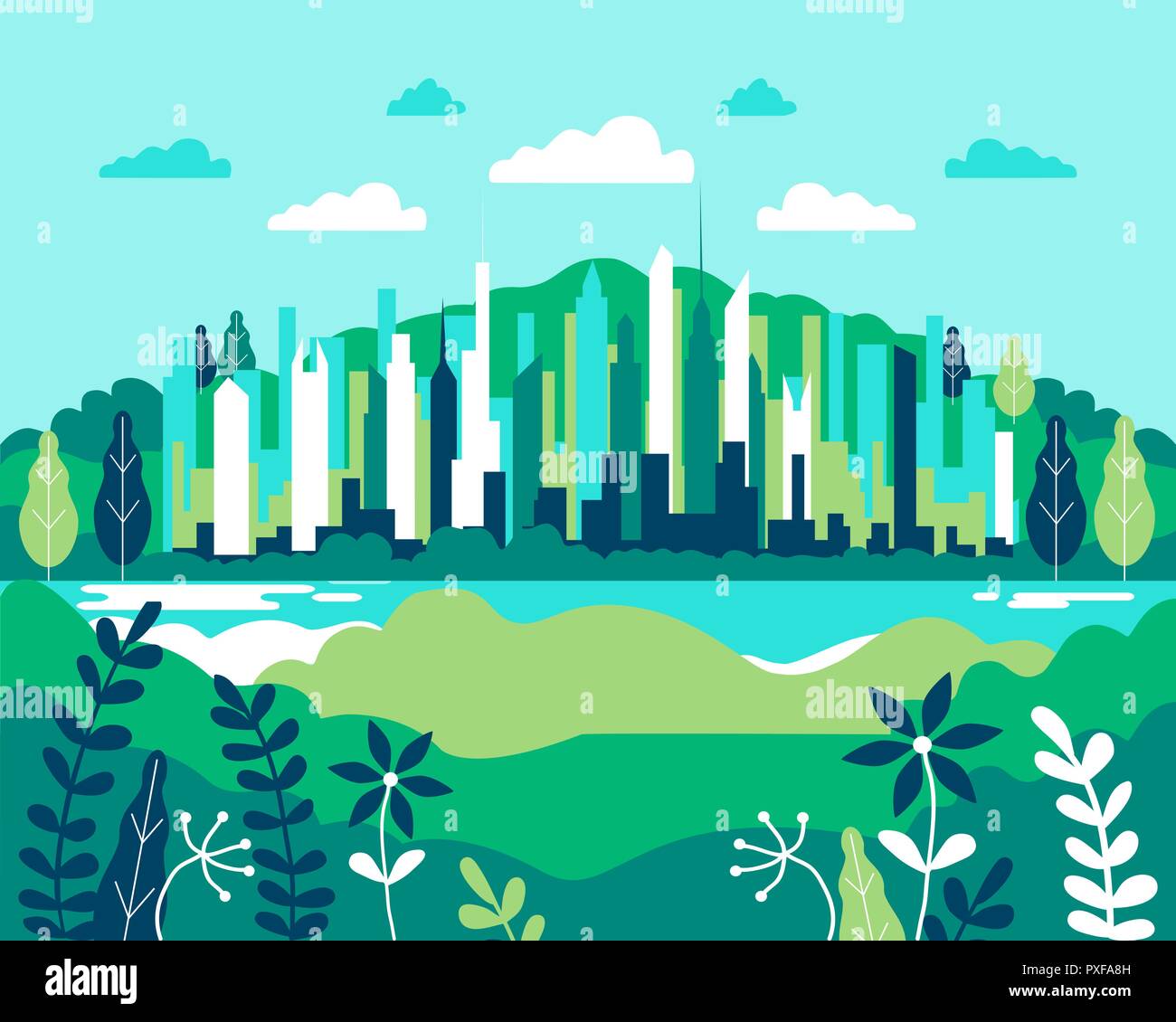 Minimal lake panoramic Stock Vector Images - Alamy