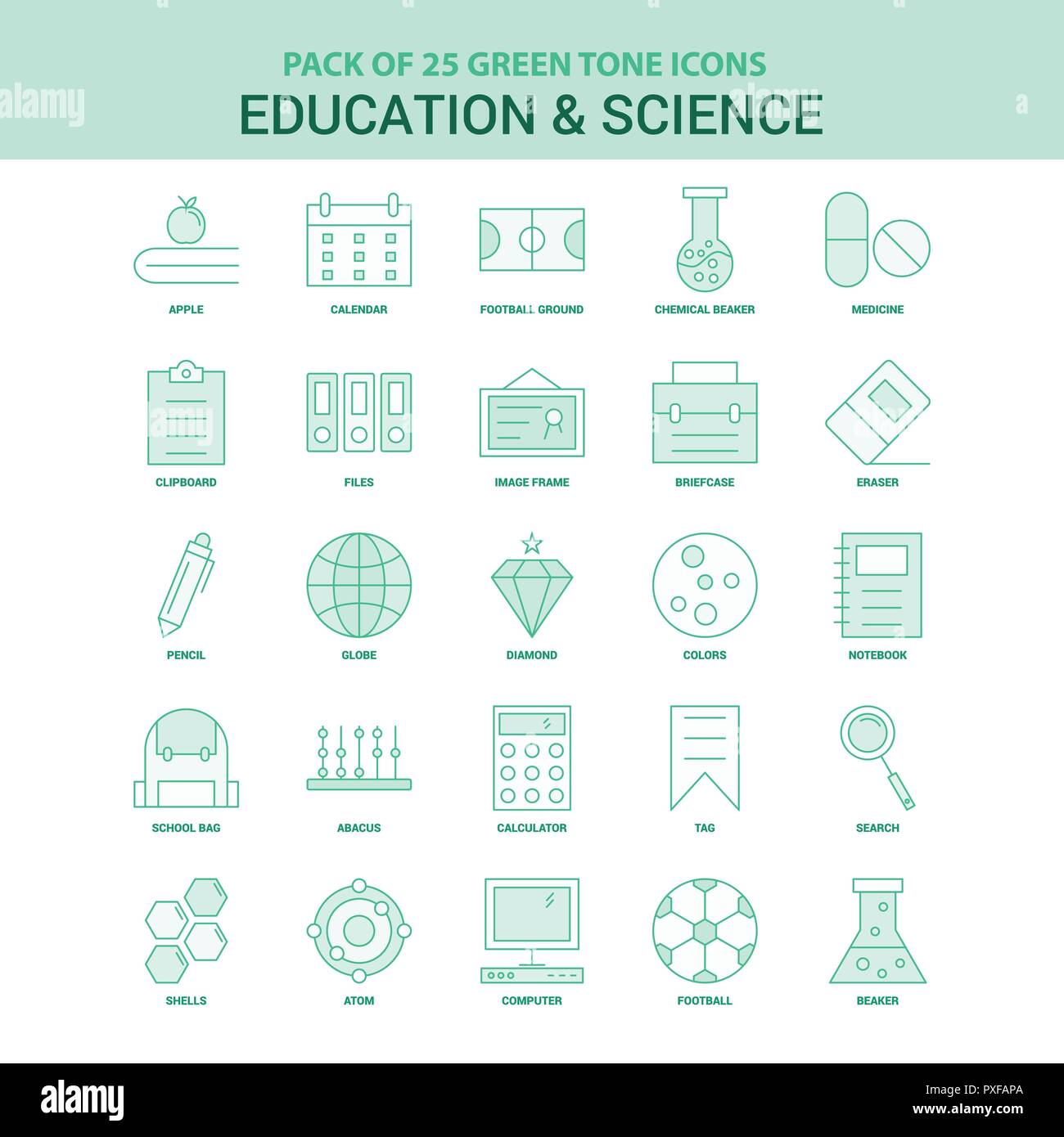 25 Green Education and Science Icon set Stock Vector Image & Art - Alamy