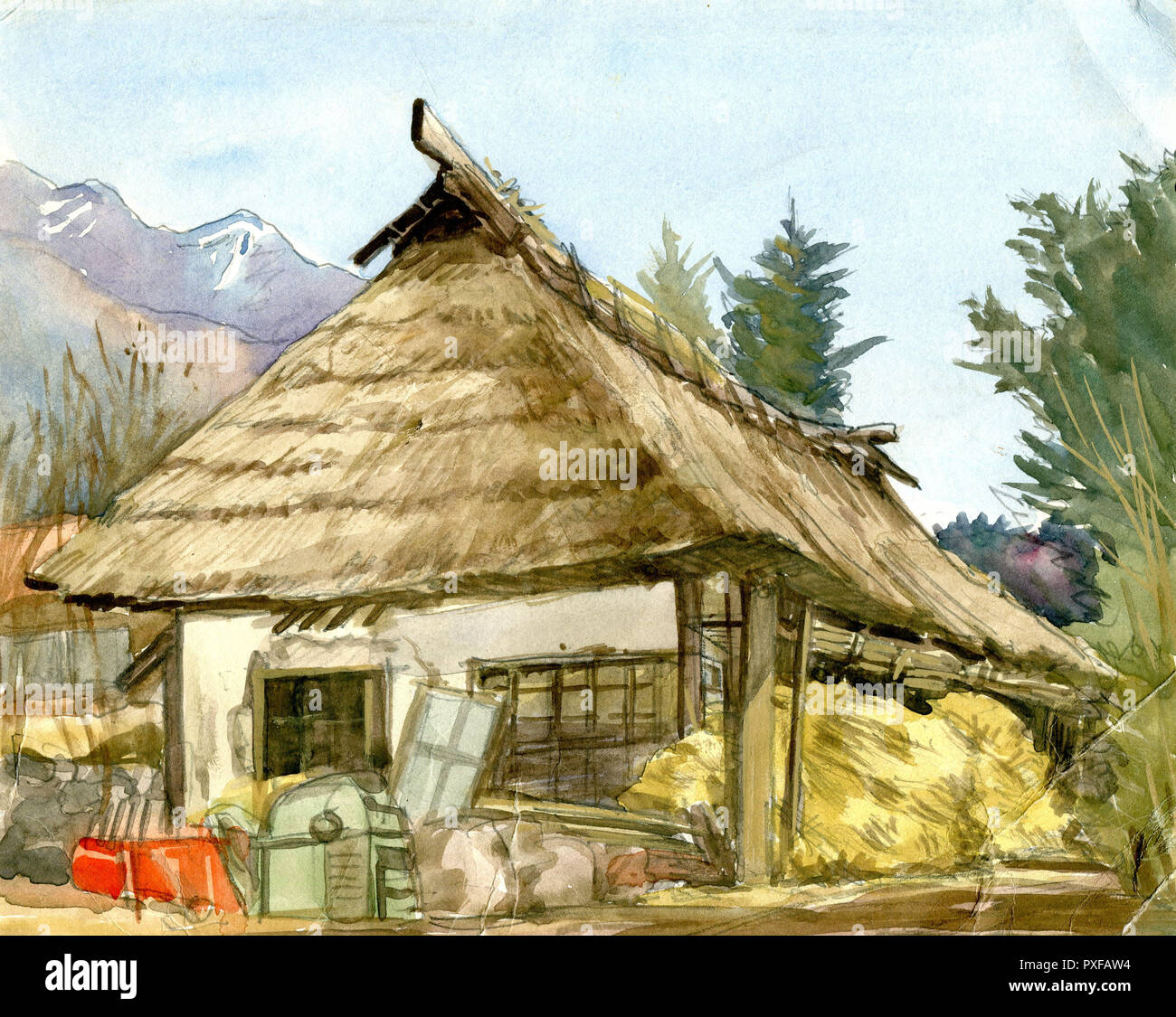 Thatched Roof Barn Stock Photo - Alamy