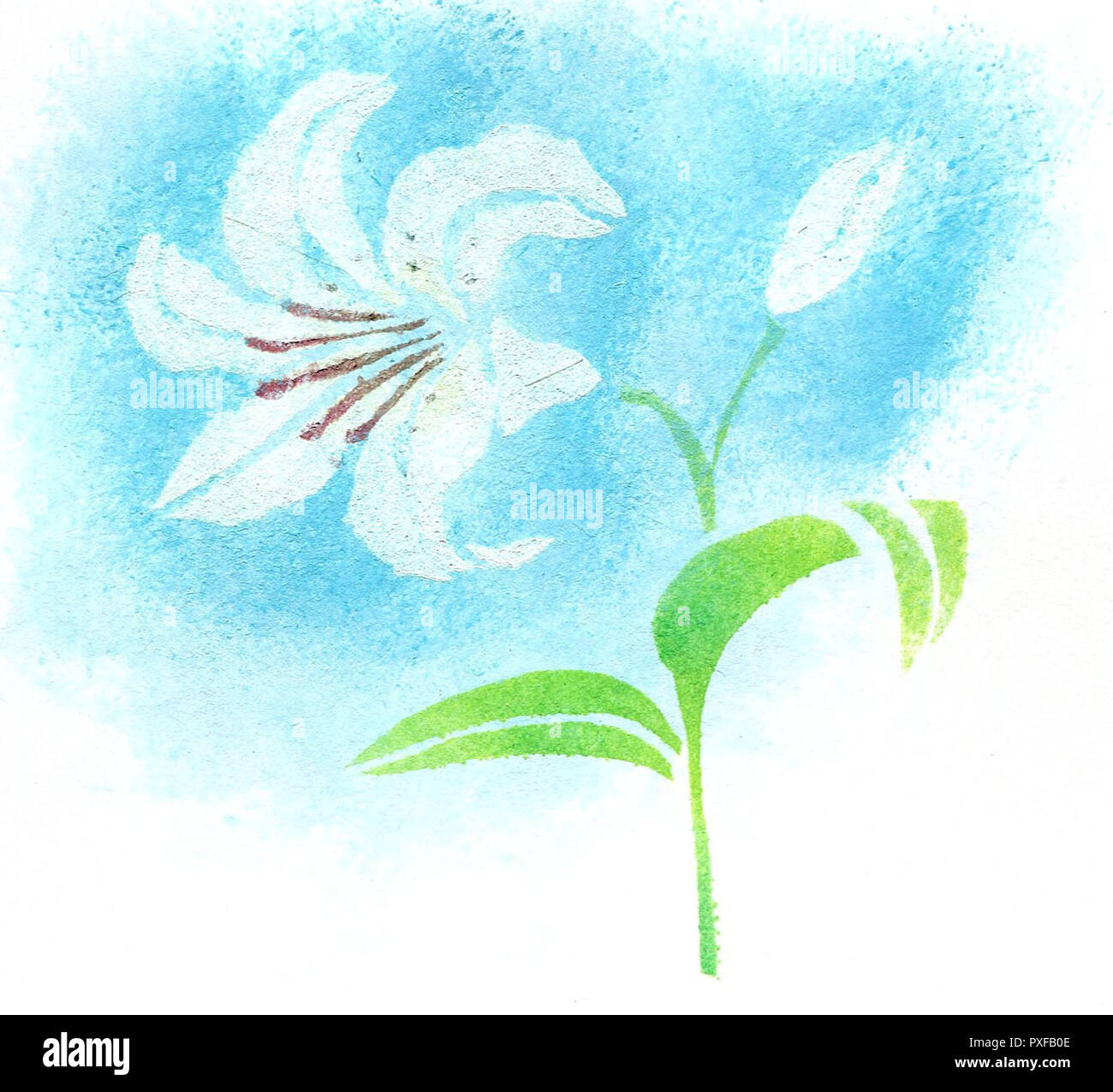 Stenciled Stylized Lily Stock Photo - Alamy