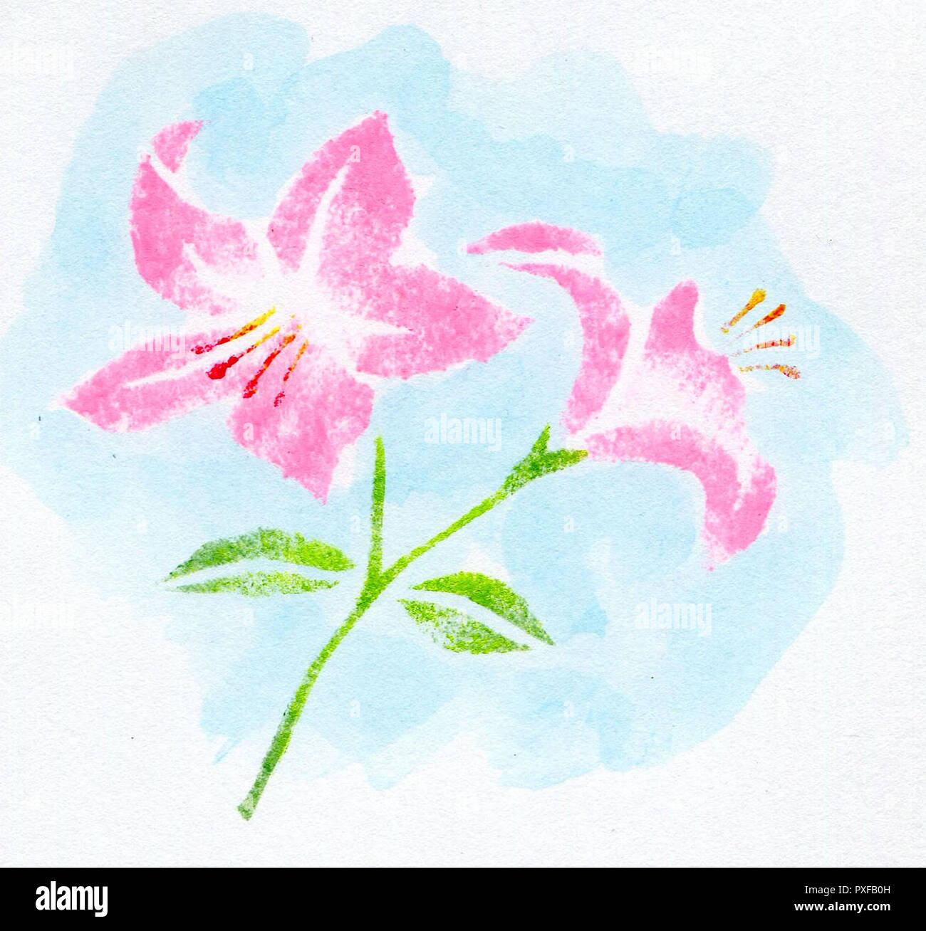Stenciled Stylized Azalea Stock Photo - Alamy