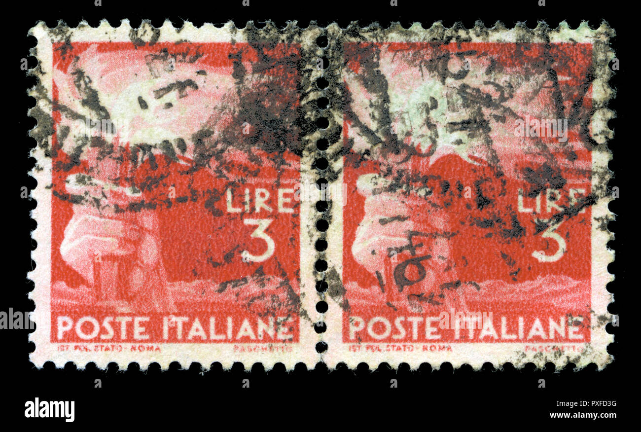 Postmarked stamps from Italy in the Democracy series issued in 1945 ...
