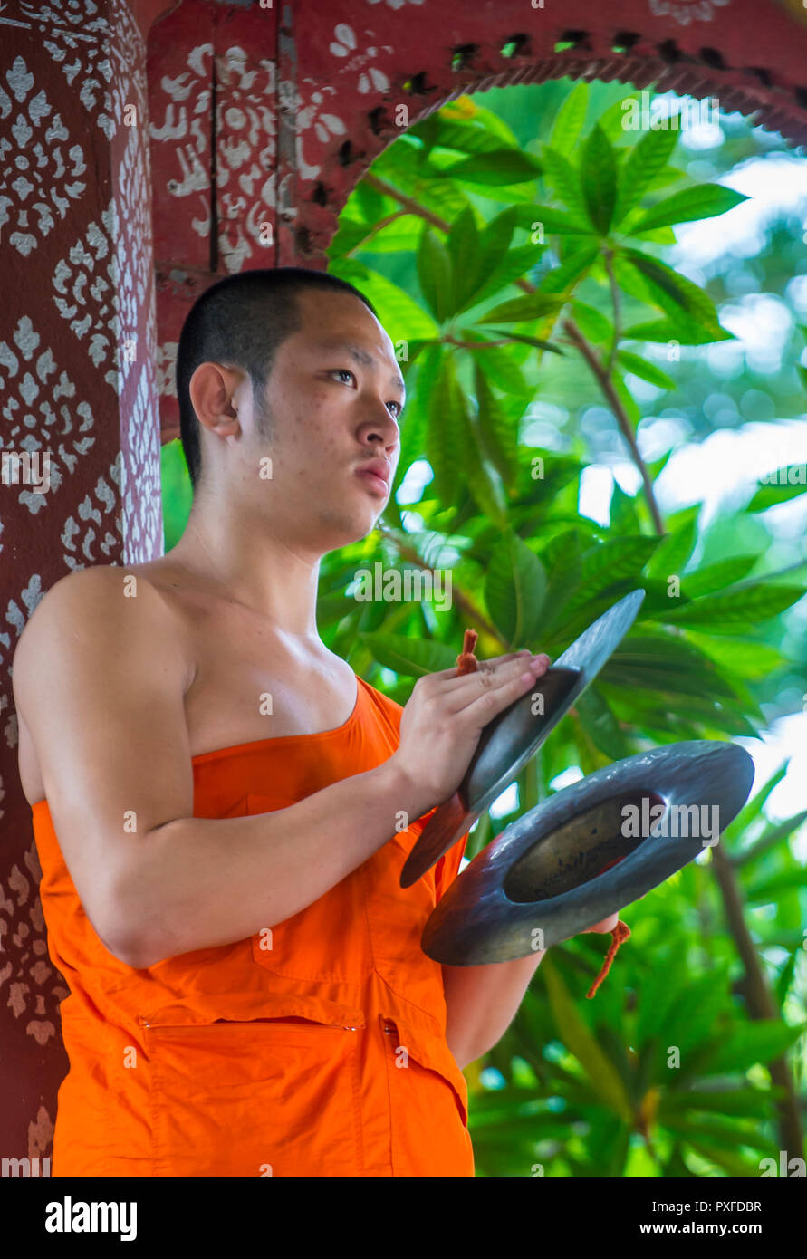 Novice monk in Luang Prabang Laos Stock Photo - Alamy