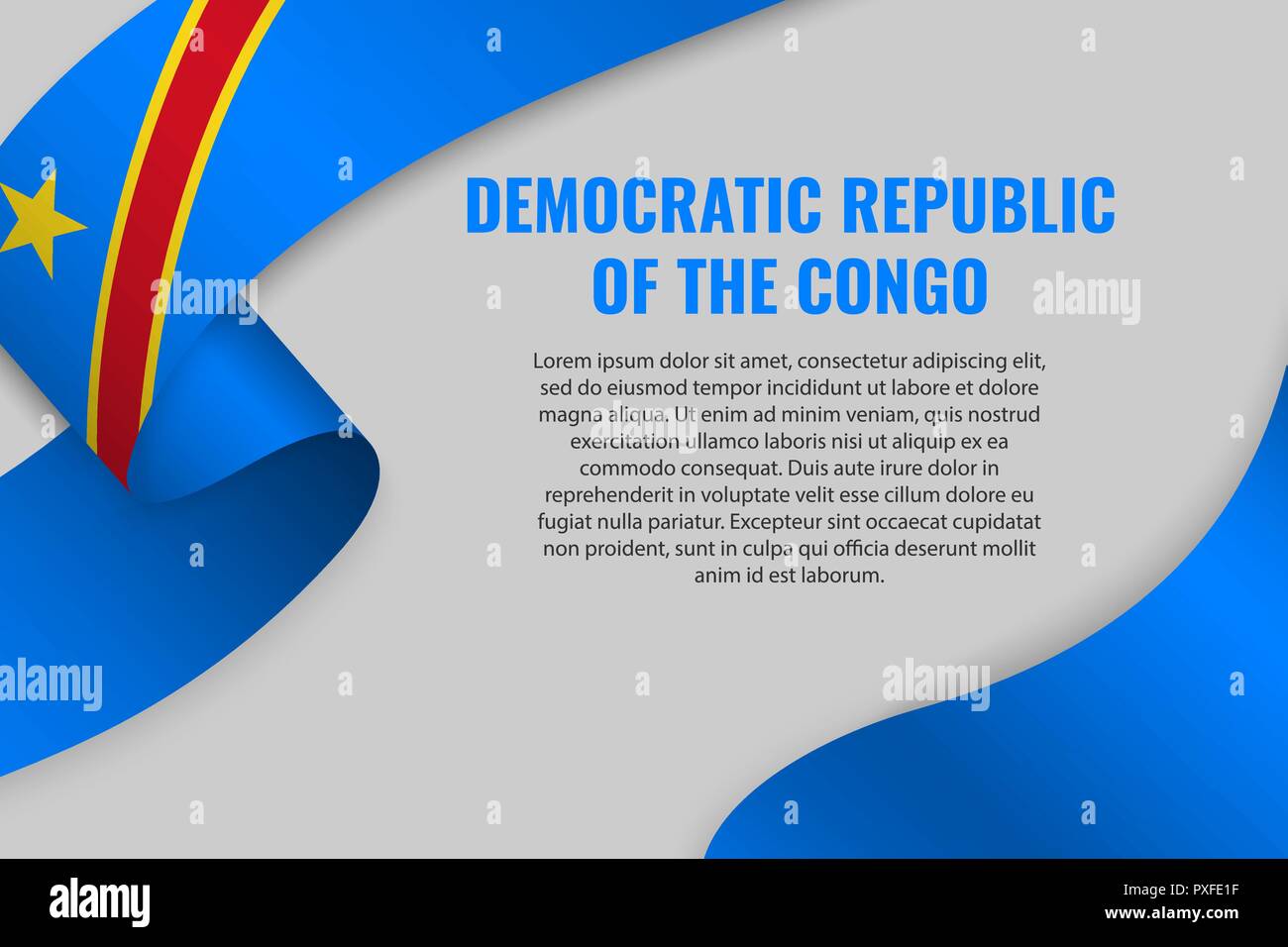 Waving ribbon or banner with flag of Democratic Republic Congo ...