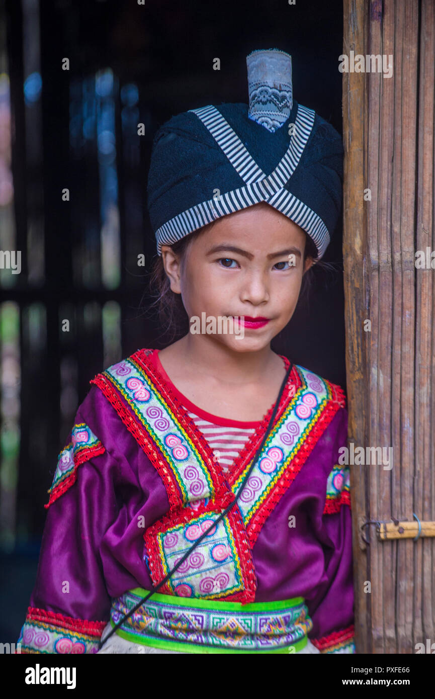 Girl from the Hmong Minority in Bam Na Ouan village Laos Stock Photo ...