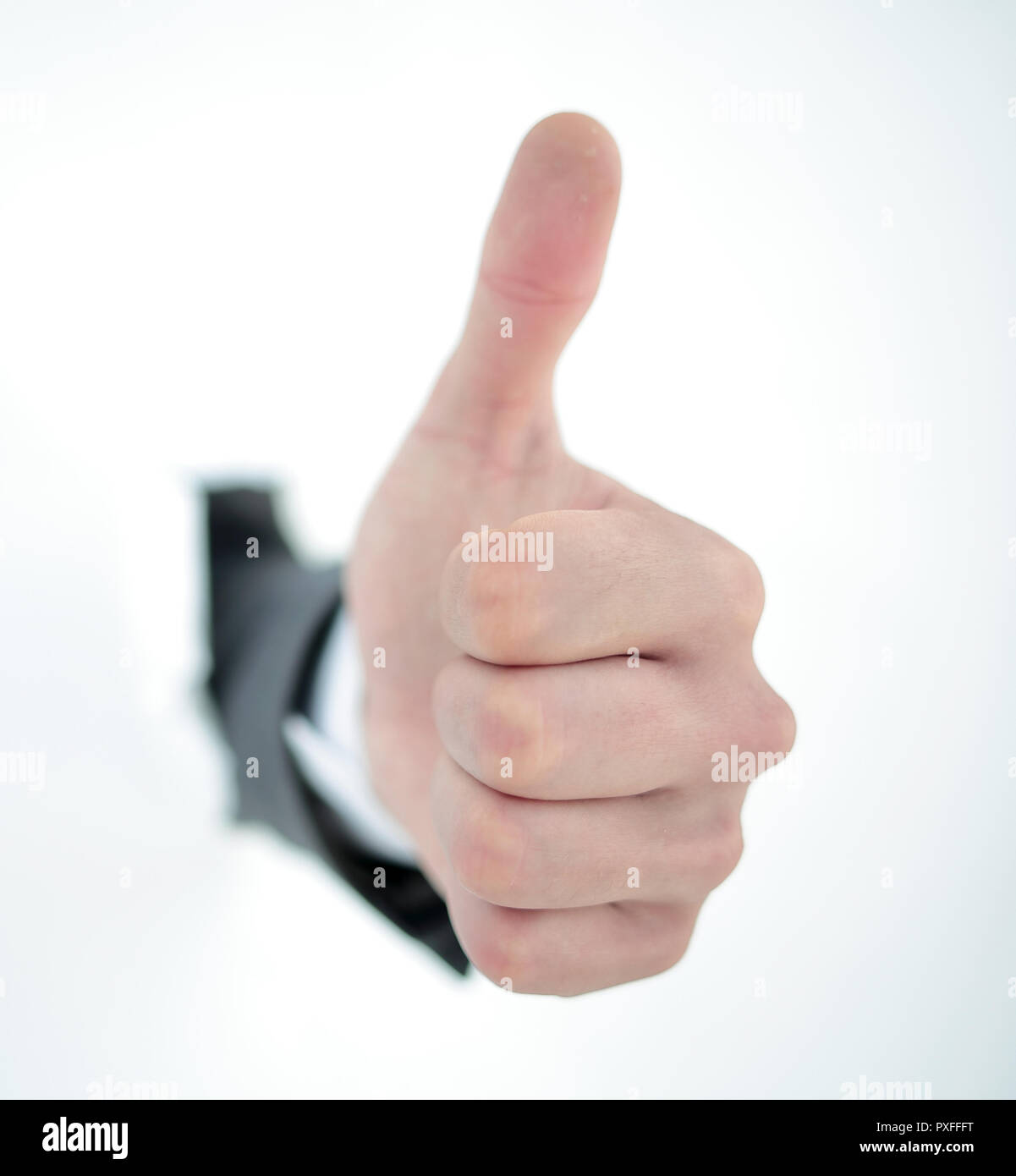 close up.businessman showing thumb up Stock Photo - Alamy