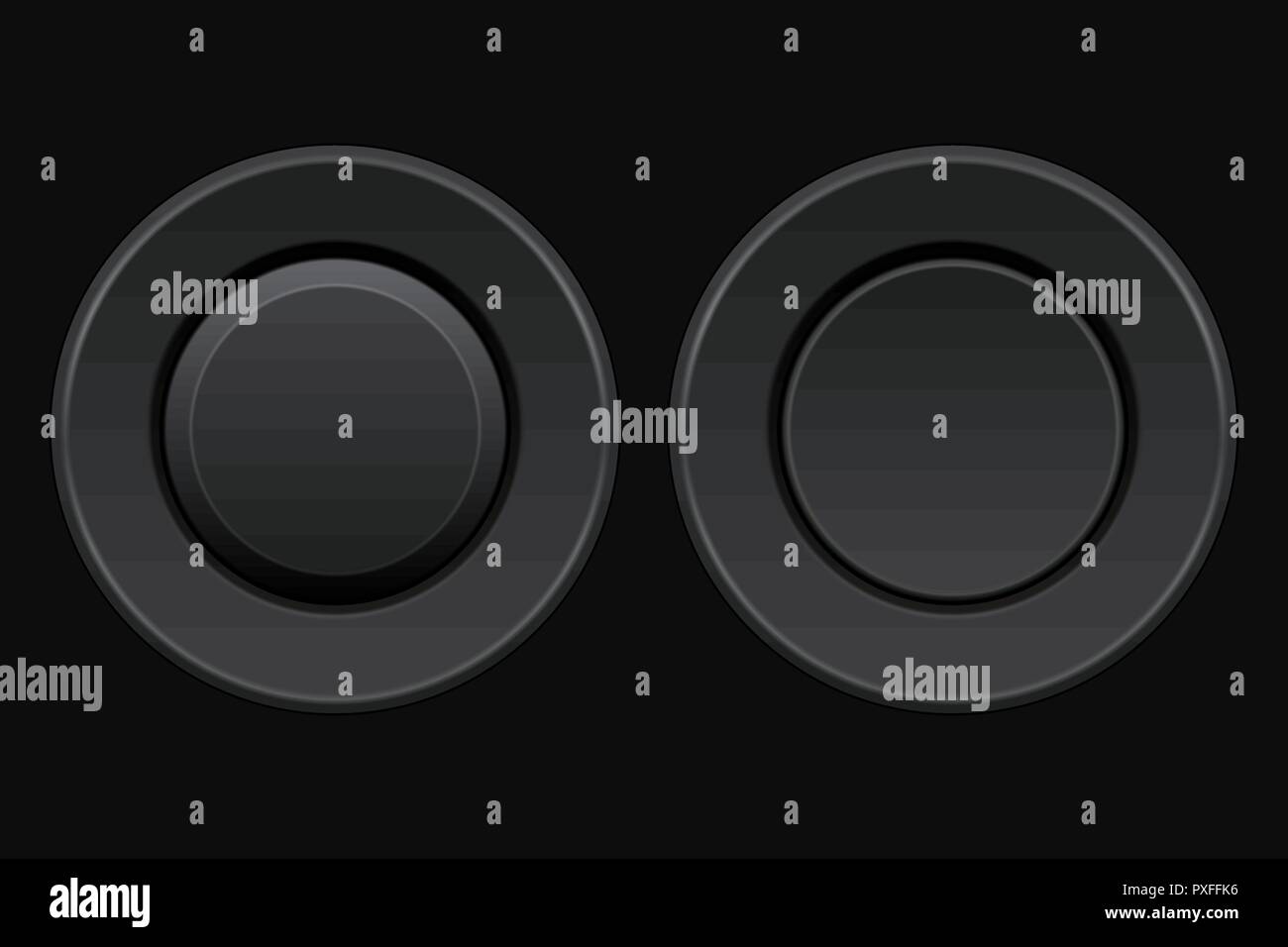 Black round buttons. 3d push buttons on black background Stock Vector ...