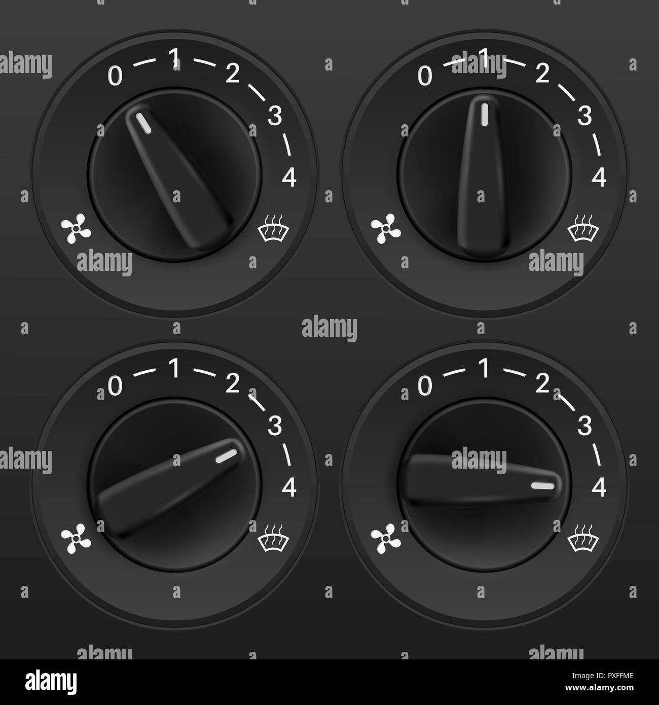 Car dashboard knob switch set. Air flow level selectors Stock Vector ...