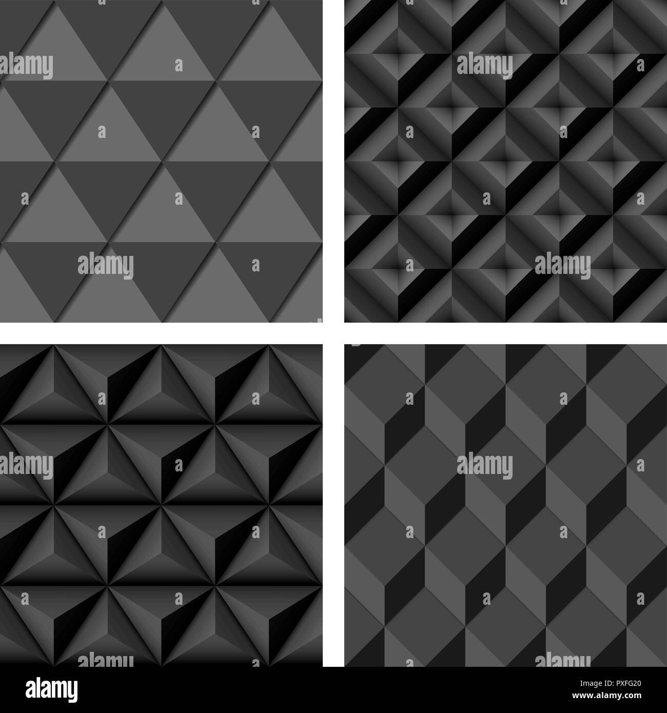 Gray geometric seamless background. Compilation set Stock Vector Image ...