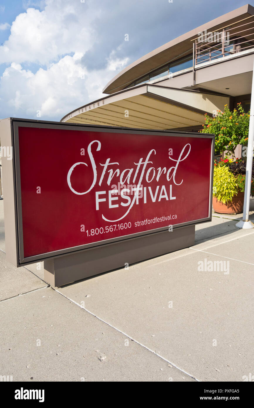 Stratford Festival sign outside the Festival Theatre in Stratford ...