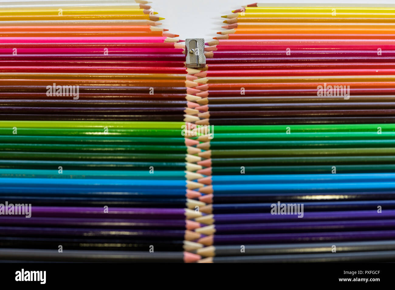 Different shapes with colored pencils Stock Photo - Alamy