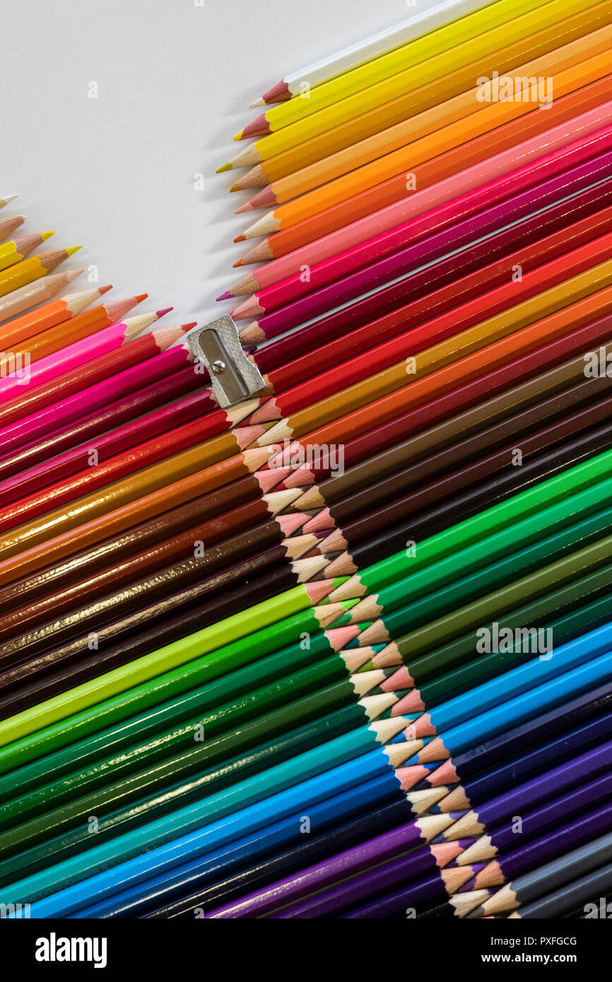 Different shapes with colored pencils Stock Photo - Alamy