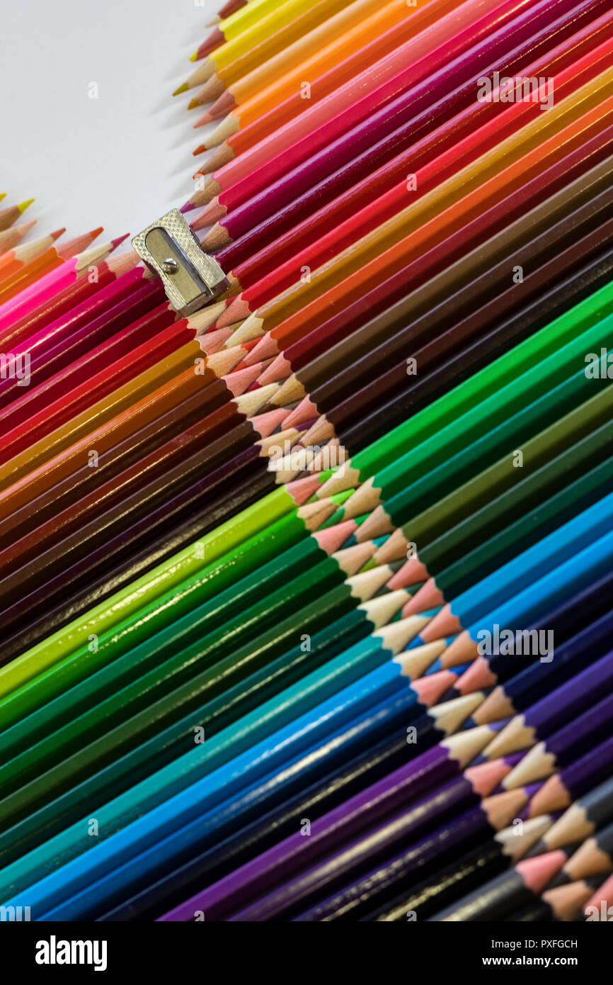 Different shapes with colored pencils Stock Photo - Alamy