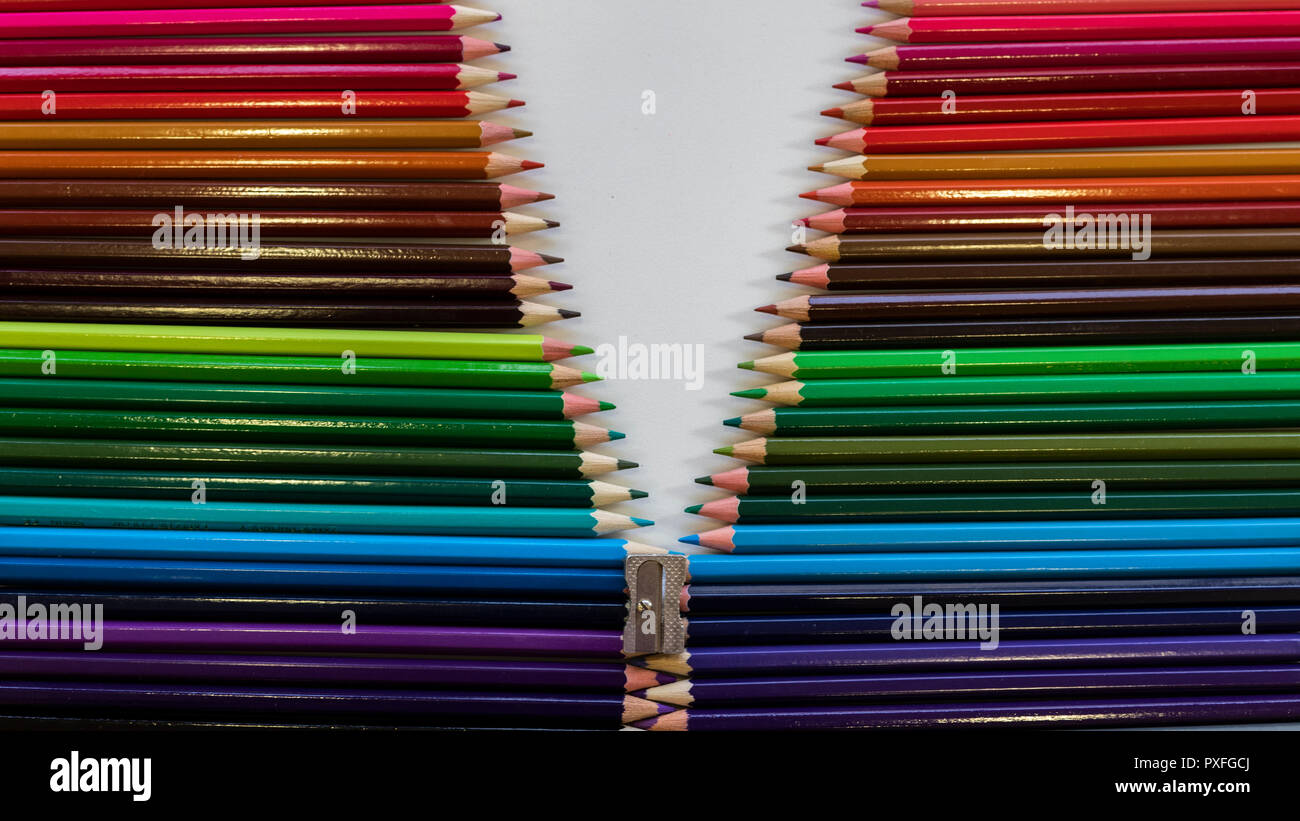 Different shapes with colored pencils Stock Photo - Alamy