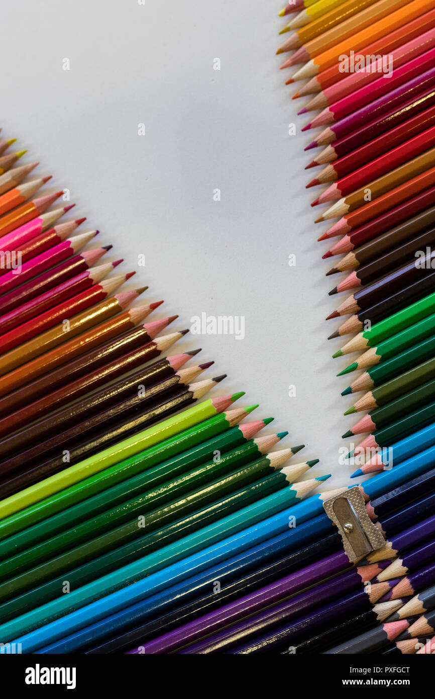 Different shapes with colored pencils Stock Photo - Alamy