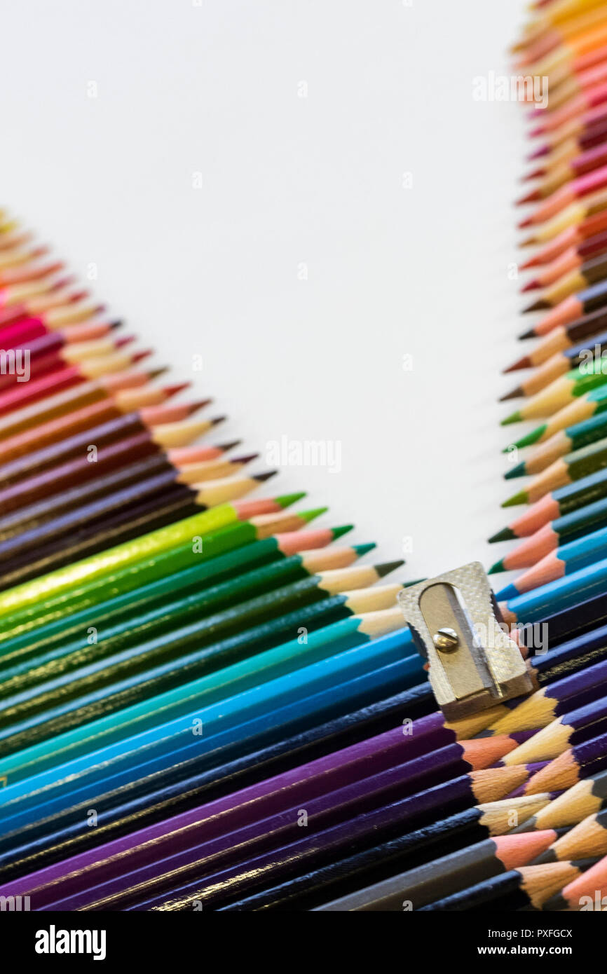 Different shapes with colored pencils Stock Photo - Alamy