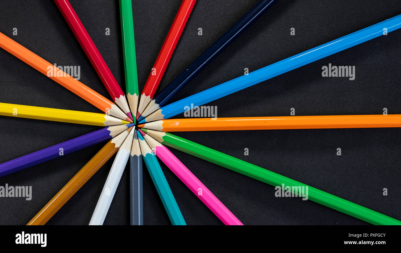 Different shapes with colored pencils Stock Photo - Alamy