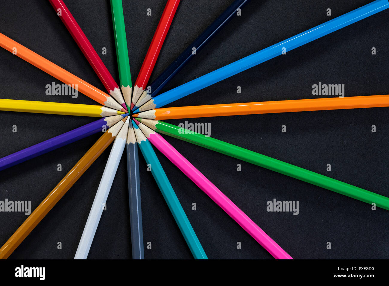 Different shapes with colored pencils Stock Photo - Alamy