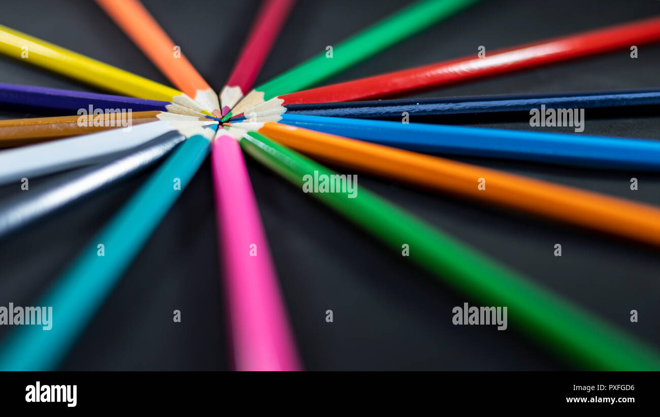 Different shapes with colored pencils Stock Photo - Alamy
