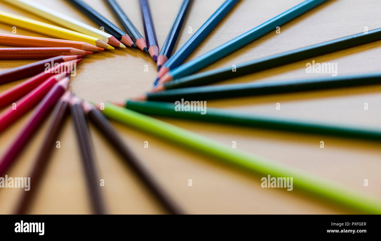 Different shapes with colored pencils Stock Photo - Alamy
